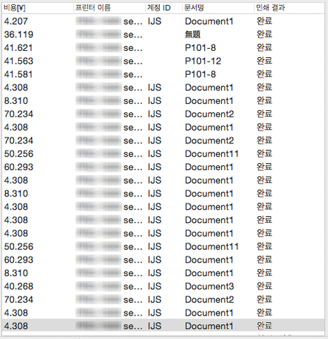 Canon:imagePROGRAF 설명서:Mac OS 소프트웨어:Accounting Manager 가이드:메인 창