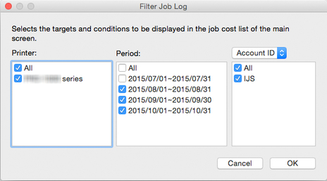 Canon:imagePROGRAF Manuals:Mac OS Software:Accounting Manager Guide:Filtering Settings