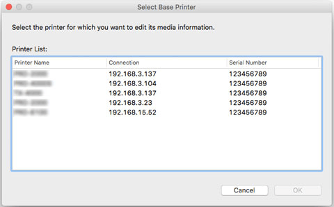 Canon : imagePROGRAF Manuals : Mac OS Software : Media Configuration Tool Guide : Starting Media ...