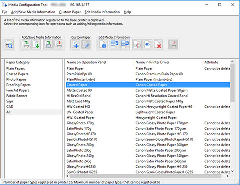 Canon : imagePROGRAF Manuals : Windows Software : Media Configuration Tool Guide : Displaying ...