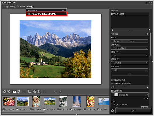 Canon : PIXMA 手册 : 如何检查版本 - Print Studio Pro