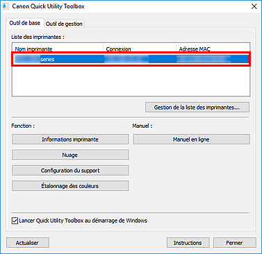Canon : Manuels Inkjet : Quick Utility Toolbox : Démarrage d'un programme à partir de Quick ...