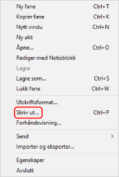 Utskrift fra en datamaskin