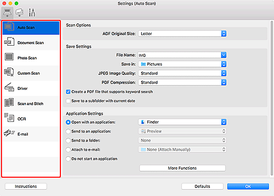 Canon : Manuals : IJ Scan Utility Lite : Settings (Scanning from a ...