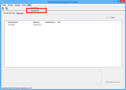 Canon : Manuels : Vérification de la version - Device Management Console