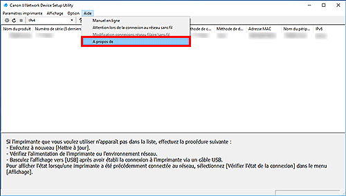 Canon : Manuels : Vérification de la version - Wi-Fi Connection Assistant